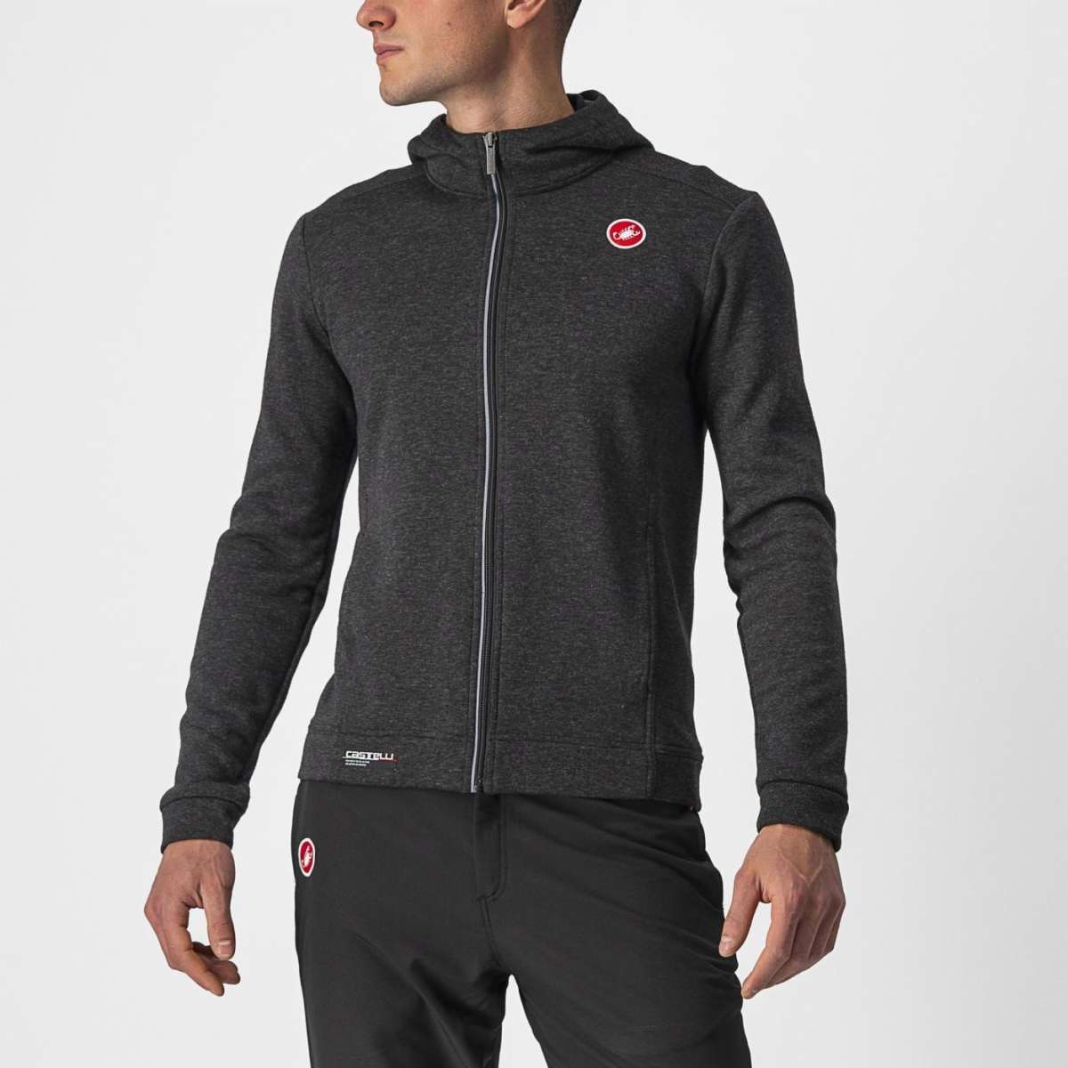 CASTELLI - Milano Full Zip Fleece (Casaca) - Melange Light Black ...