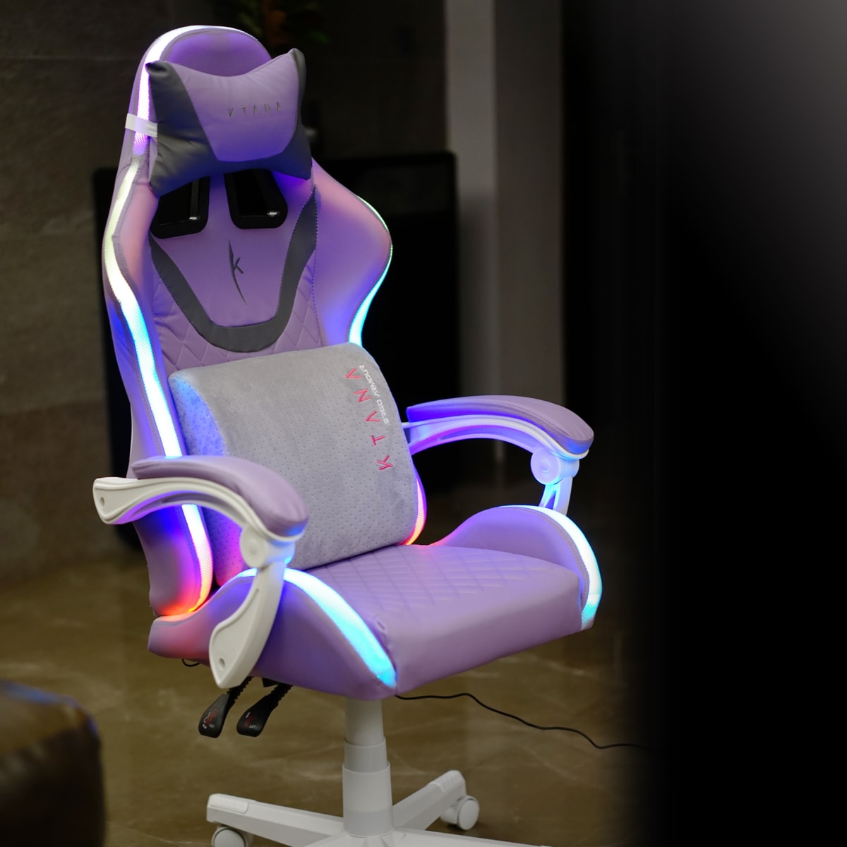 Silla Gamer Led Spectre Premier Ktana Morado con Cojín Ergo | OFFERSTORE