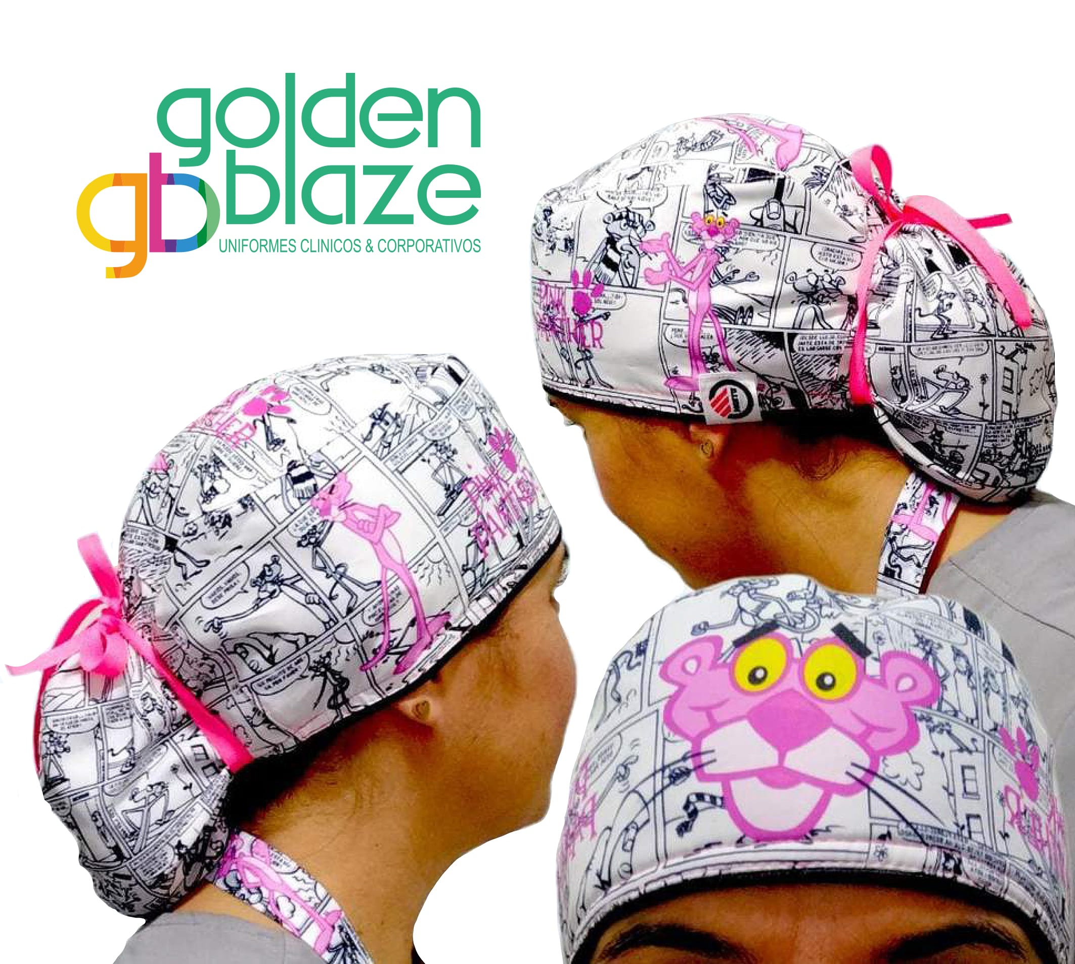 Gorro HL Pantera Rosa blanco | Uniformes Clinicos Golden Blaze
