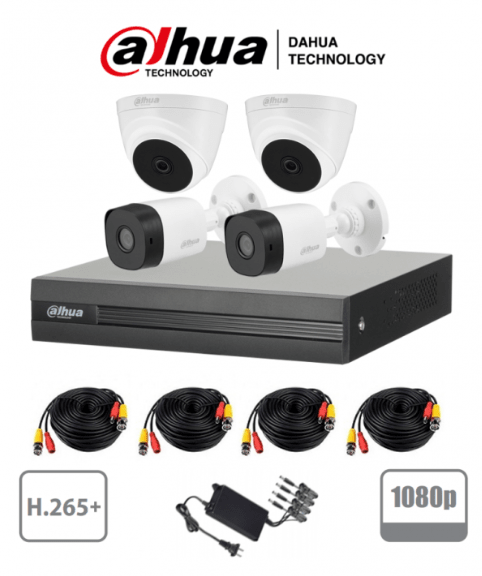 KIT ANALOGO 2MP 4 CANALES BULLET DH-KIT/XVR1B04/4-B1A21N-0360B | KAPS Camaras de Seguridad Redes ...