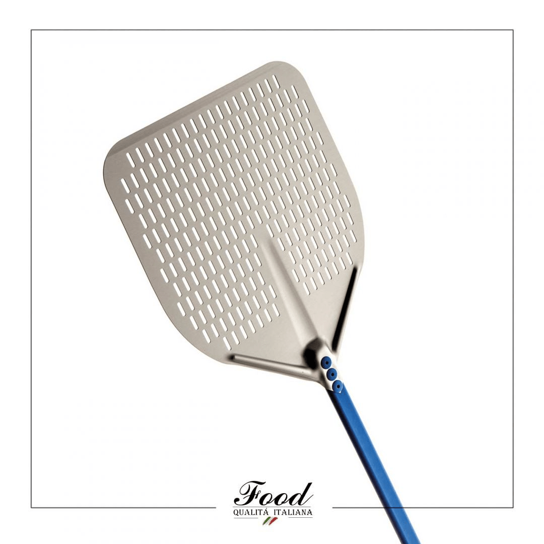 Pala Pizza (41cm) Aluminio Rectangular Línea Azzurra PERFORADA | Qifood