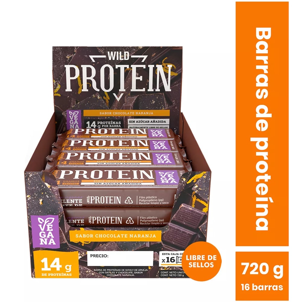 Wild Protein Vegana Chocolate Naranja (Display 16 unidades ...