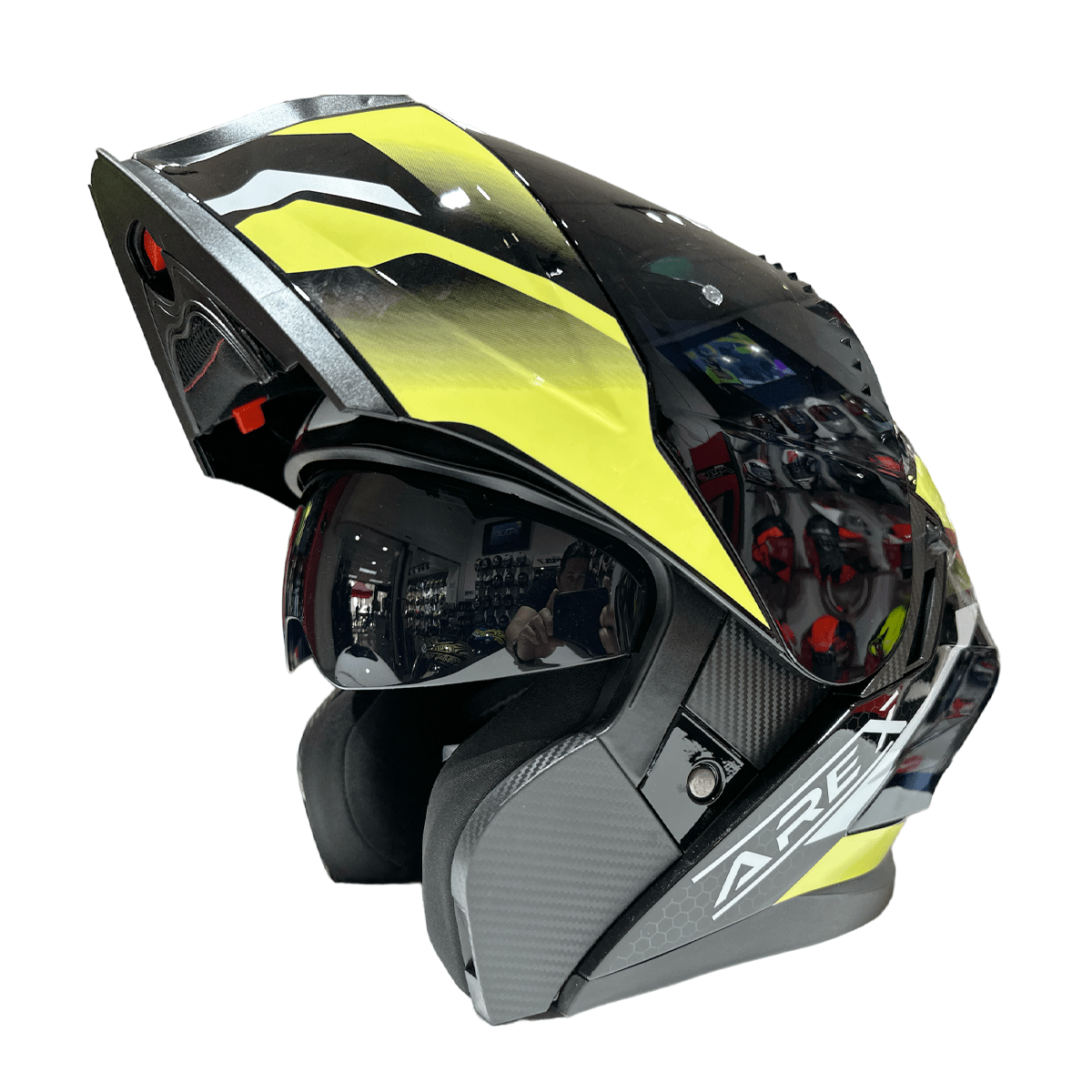 CASCO ABATIBLE AREX MR-903 SHOT BLANCO AMARILLO | MR7 - Cascos, agv, motos