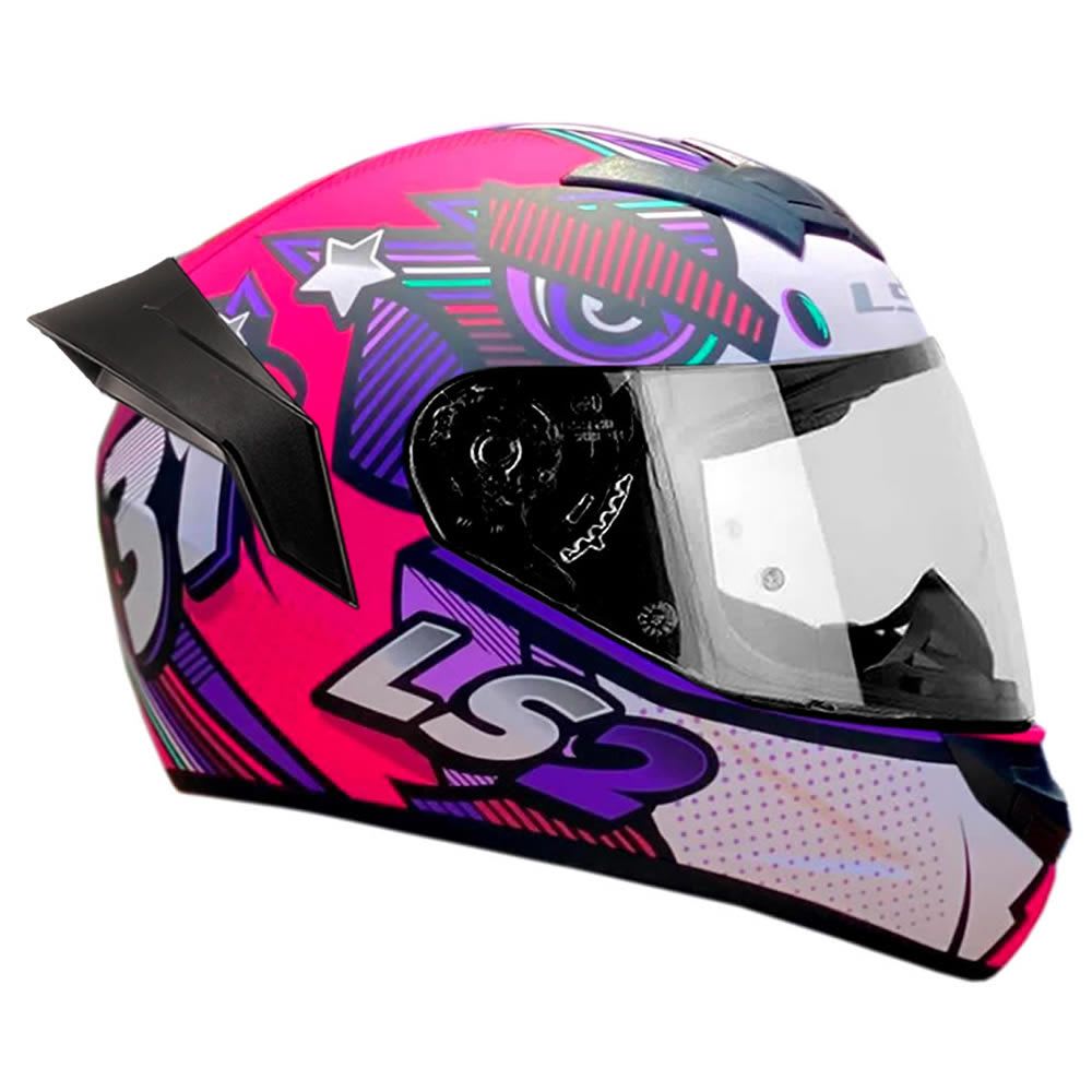 CASCO LS2 FF 352 EVO KHAN FUCSIA BLANCO MATTE | MR7 - Cascos, agv, motos