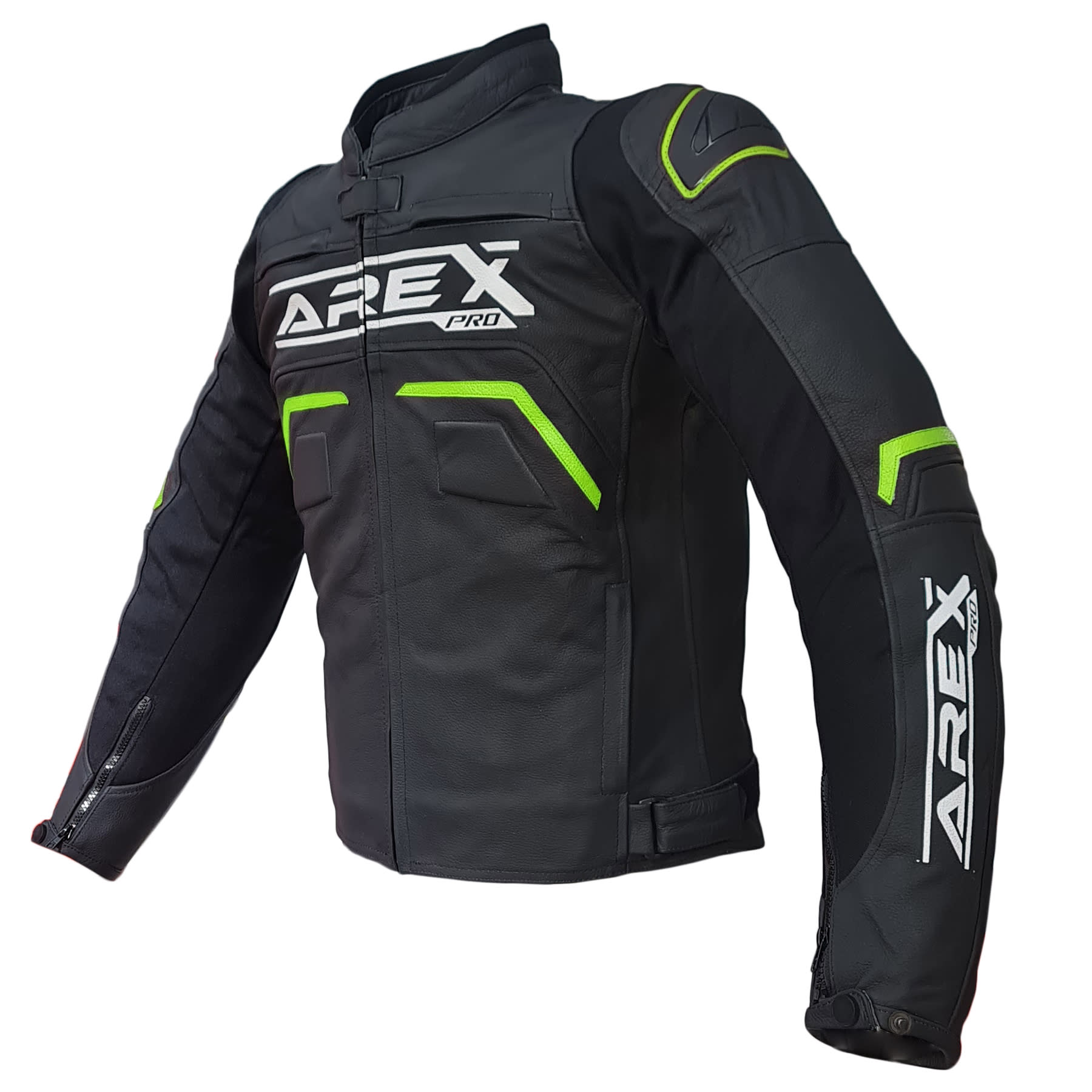 CHAQUETA CUERO AREX XTREME NEGRO/AMARILLO | MR7 - Cascos, agv, motos