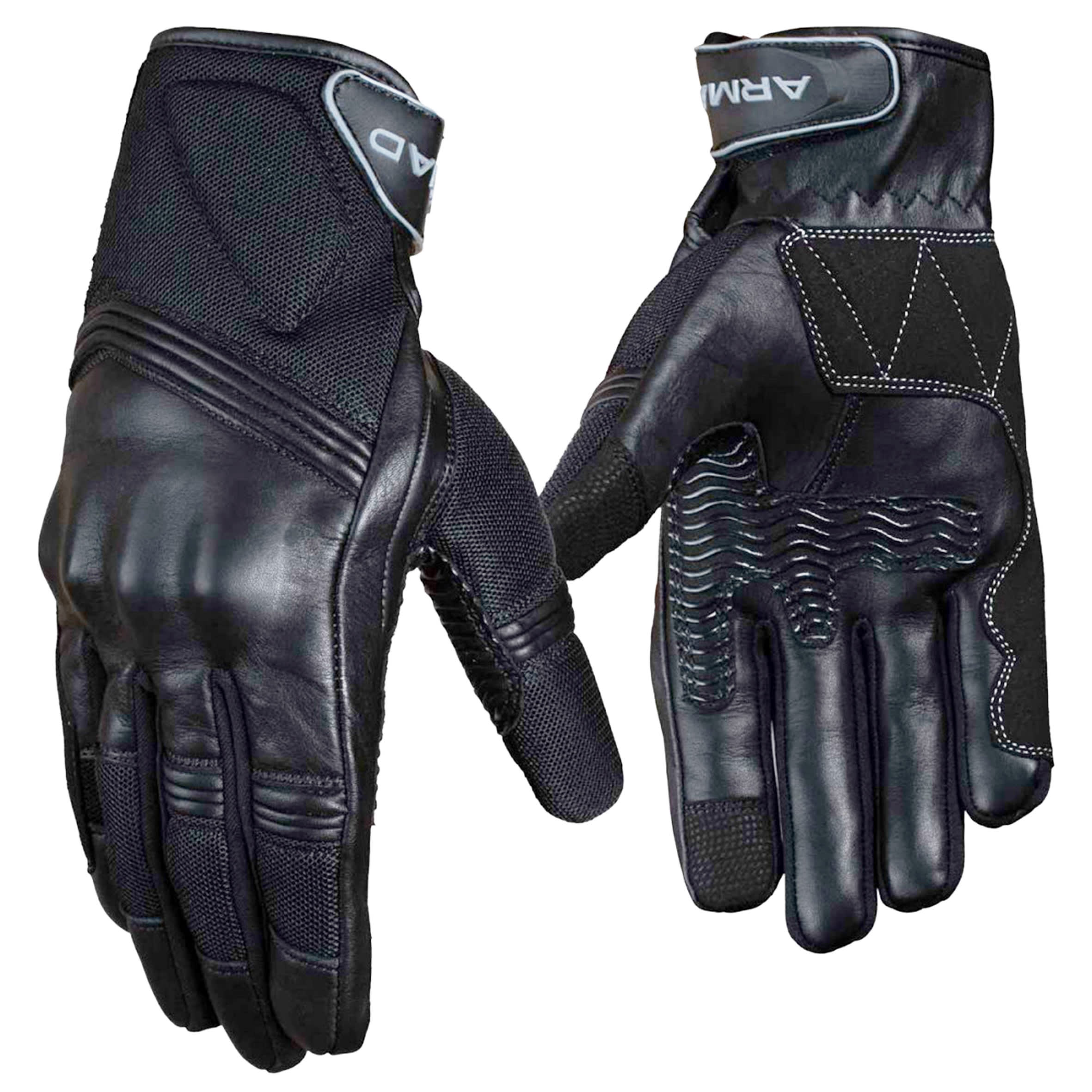 GUANTE CUERO ARMAD MESH 1 NEGRO | MR7 - Cascos, agv, motos