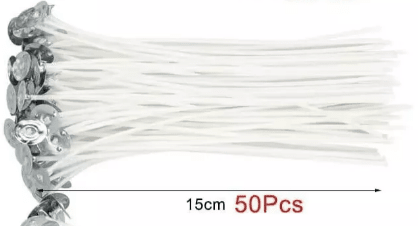 PACK 50 UNIDADES PABILO ENCERADO CON OJALILLO 15 CM | Vimora