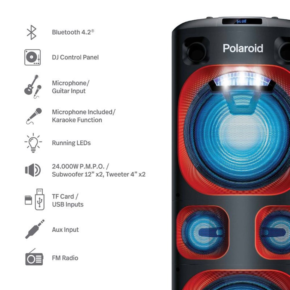 PARLANTE POLAROID BT 12 Wireless Party Tower | malikcomputacion