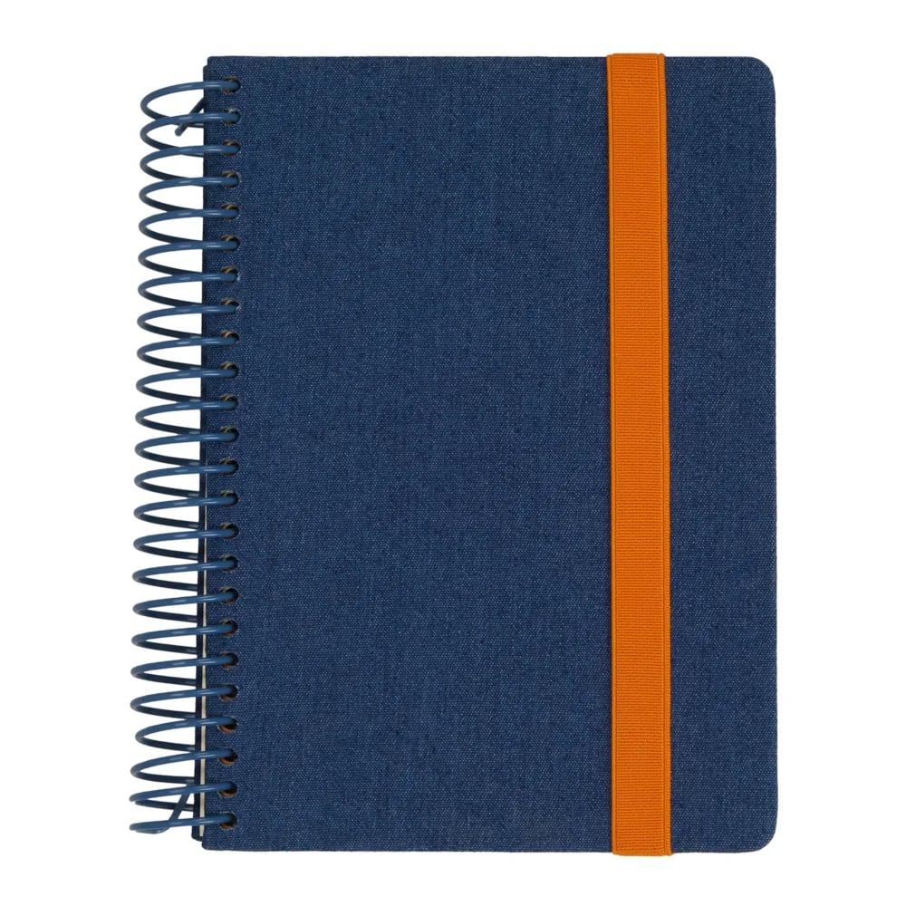 LIBRETA DE TELA CON ESPIRAL 120 HOJAS 15X21 CM AZULINO | Aldo Carla