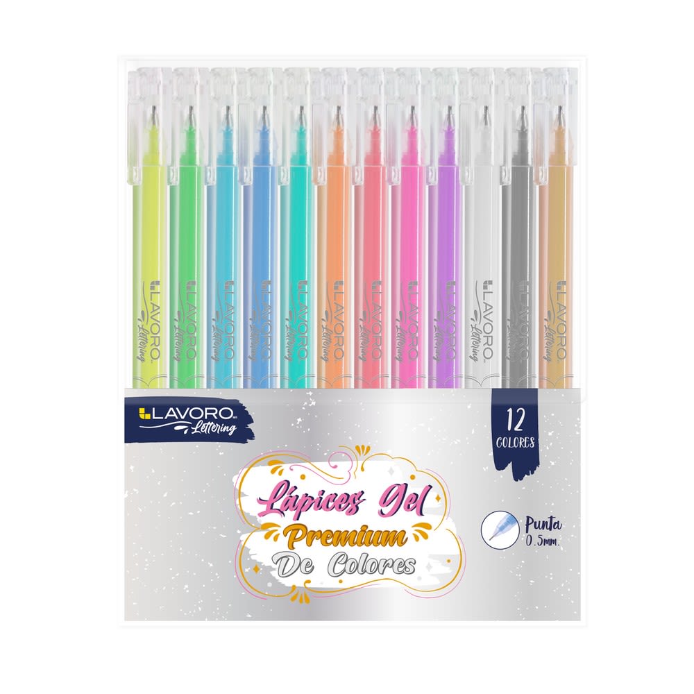 LAPICES GEL ROLL PREMIUM 0.5MM 12 COLORES | Aldo Carla