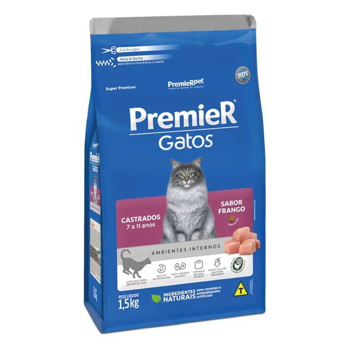 PREMIER GATOS CASTRADOS FRANGO 7 A 11 ANOS | Aldo Carla Pets