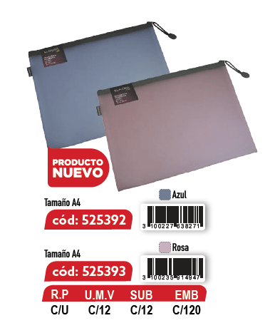 ESTUCHE PORTADOCUMENTOS C/CIERRE A4 ROSA | Aldo Carla