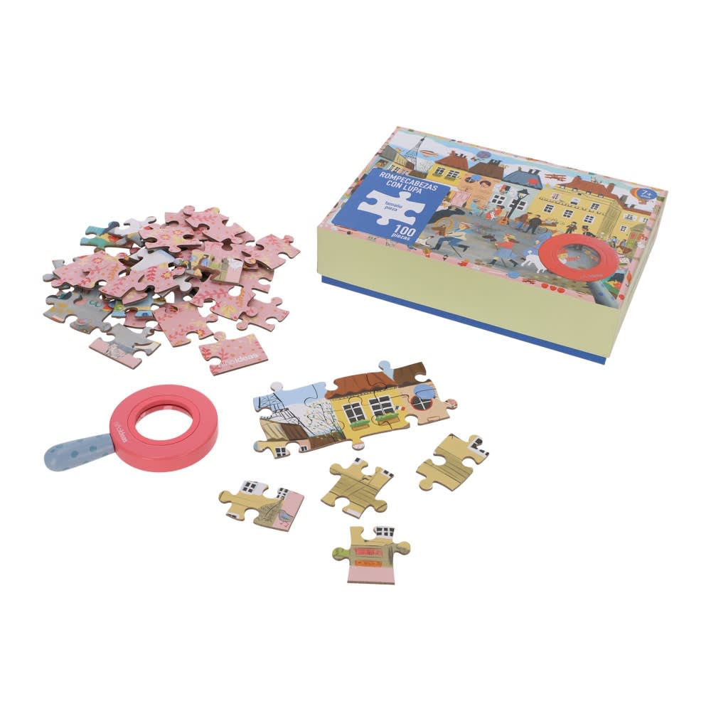 PUZZLE DE CARTÓN 100 PIEZAS CON LUPA CIUDAD | Aldo Carla