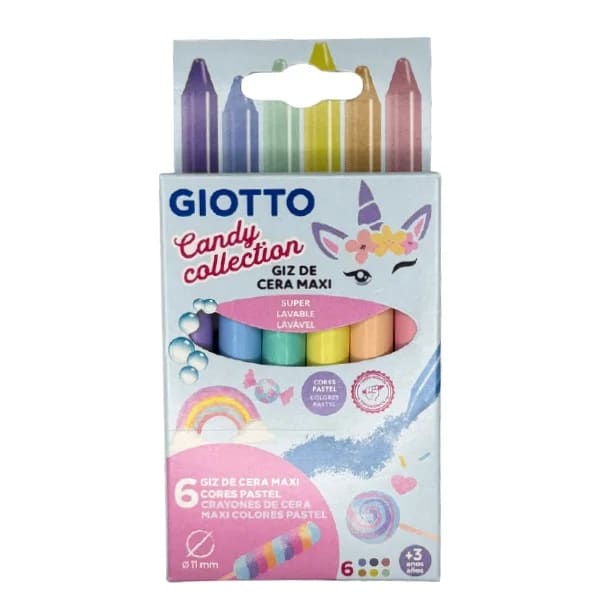 GIOTTO CRAYÓN DE CERA CANDY COLLECTION 6 COLORES | Aldo Carla