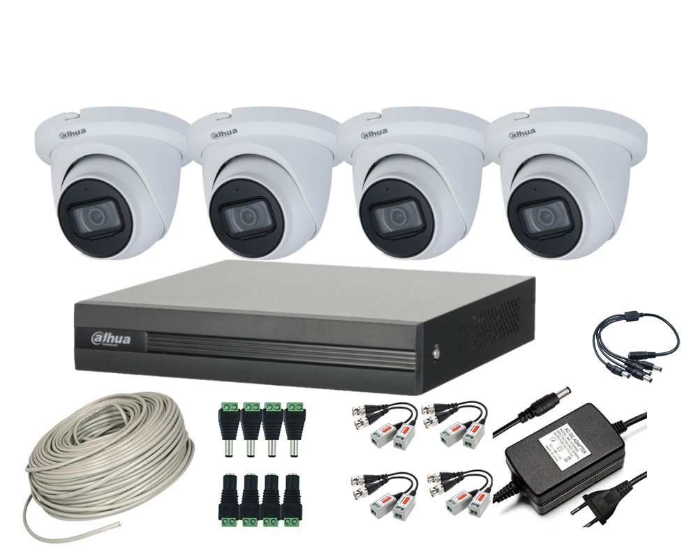 CCTV KIT DAHUA 4 CAM 1080 LITE MET C/MIC DOMO INSTALADOR | Tienda9