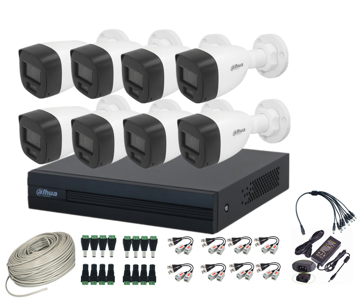 CCTV KIT PRO DAHUA 8 CAM SMART HYBRID LIGHT 2MP C/MIC | Tienda9
