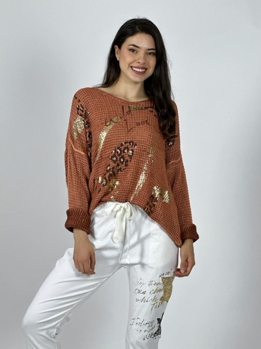 Tejido Italiano Flores Brillos y Letras A1-13 | Enigmatica