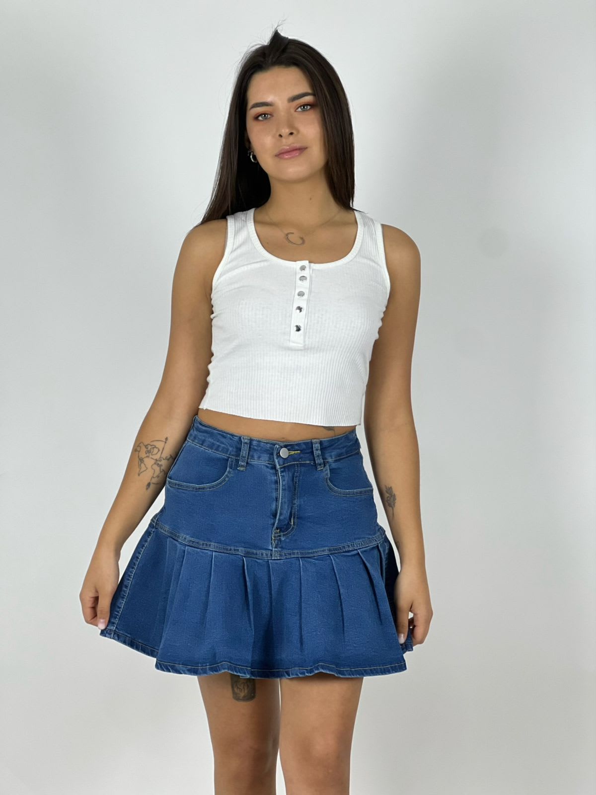 Mini Falda Jeans Tableada A4-83 | Enigmatica
