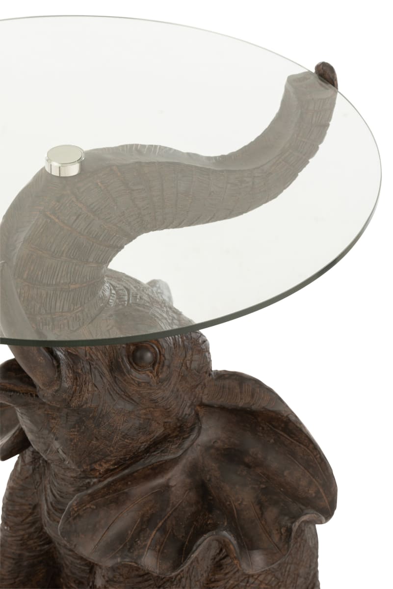 Mesa Elefante Poli/Vidrio Marrón Oscuro | LA PETITE CABANE