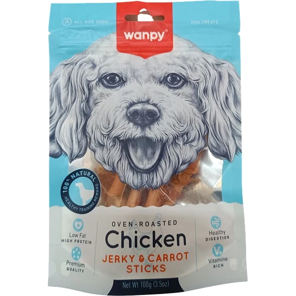 SNACK PERRO - WANPY - CHICKEN JERKY & CARROT STICKS | ValdiPets ...