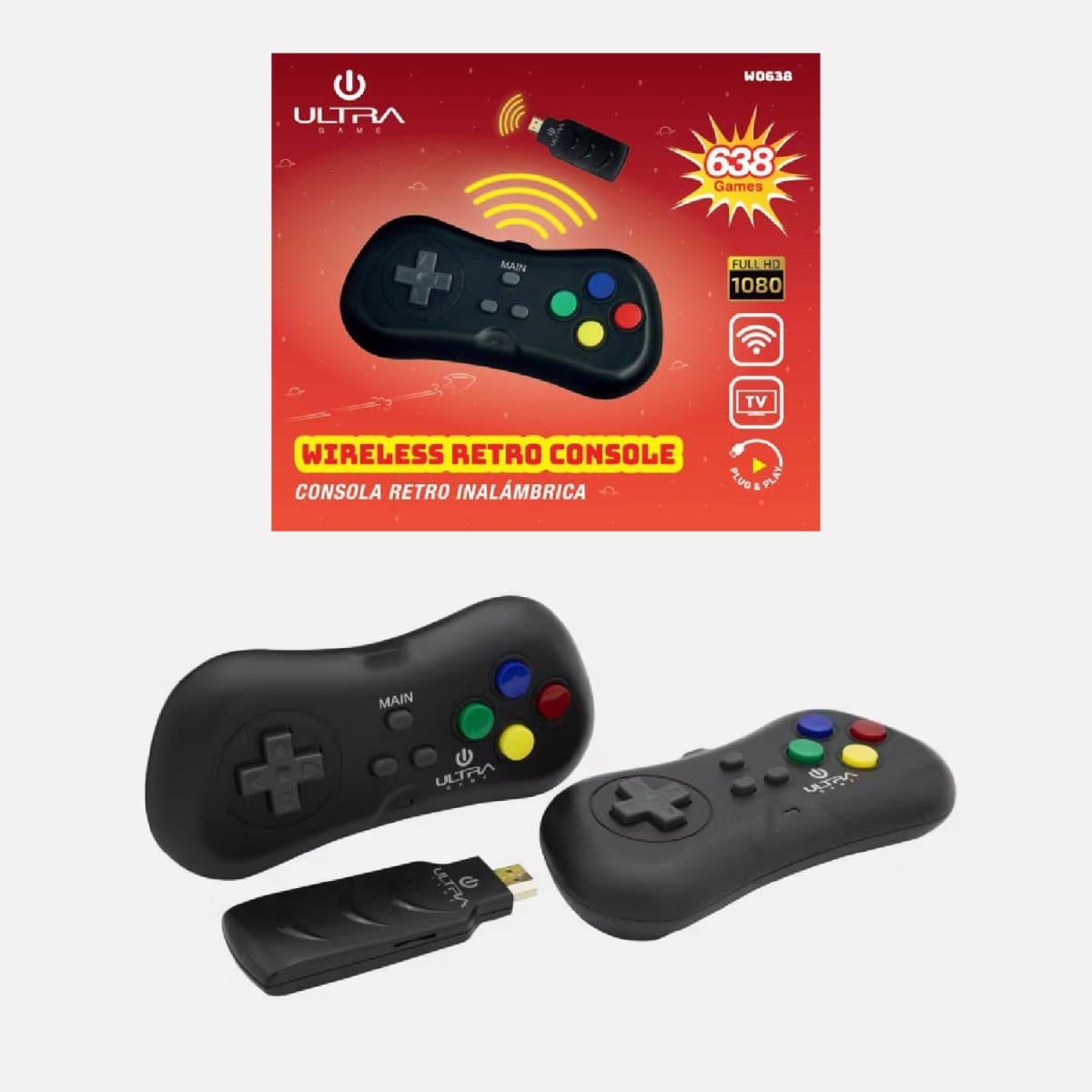 CONSOLA RETRO STICK HDMI INALAMBRICA 638 JUEGOS ULTRA | Electro Store