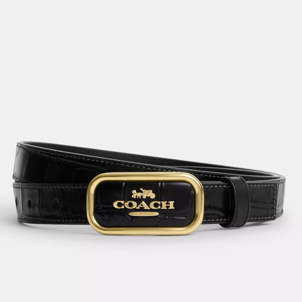 Cinturon Coach Hebilla Dorada Cuero Negro | Befashion