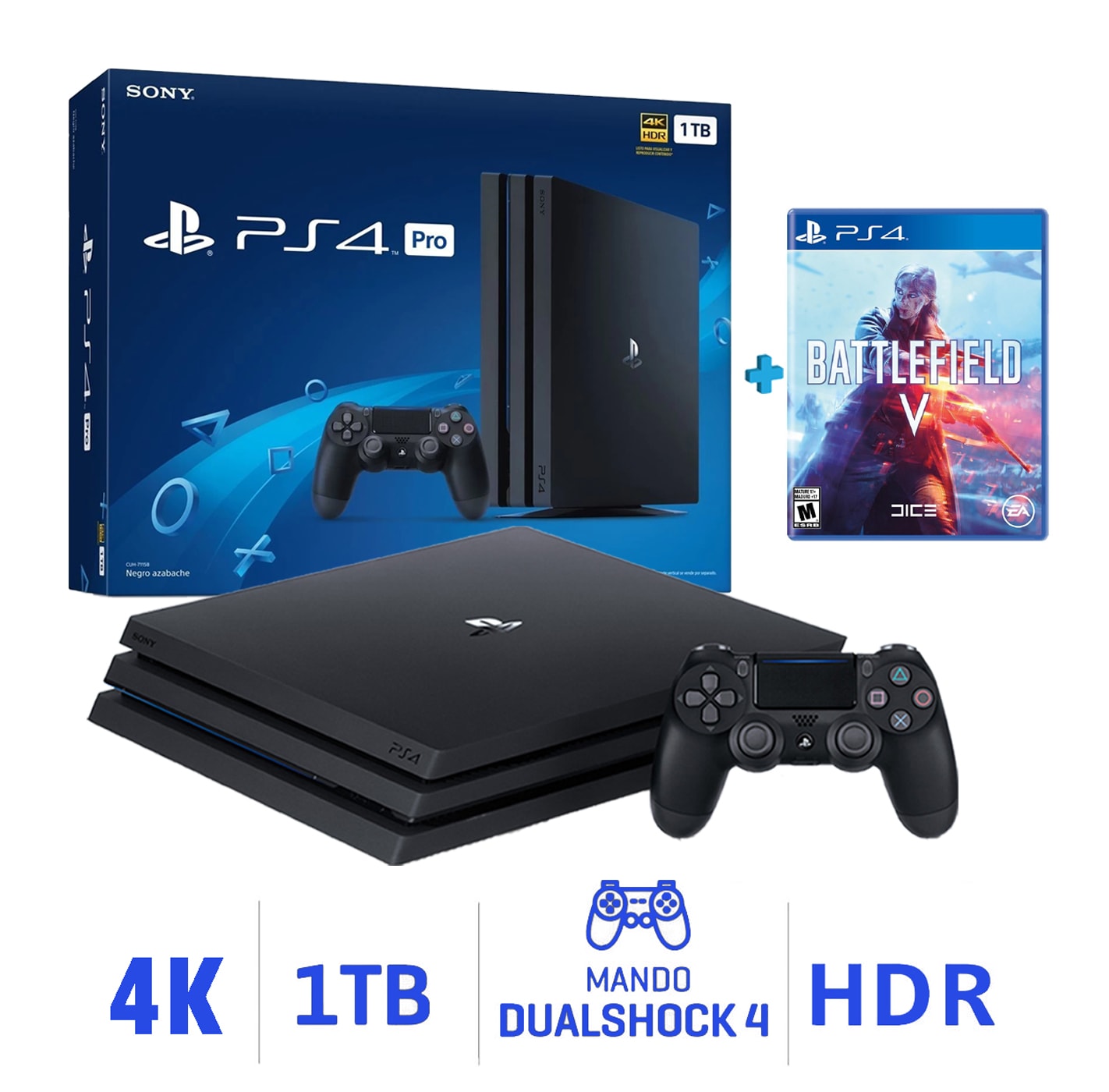 Consola PS4 Pro 1TB 4K HDR + Battlefield V | Boomers