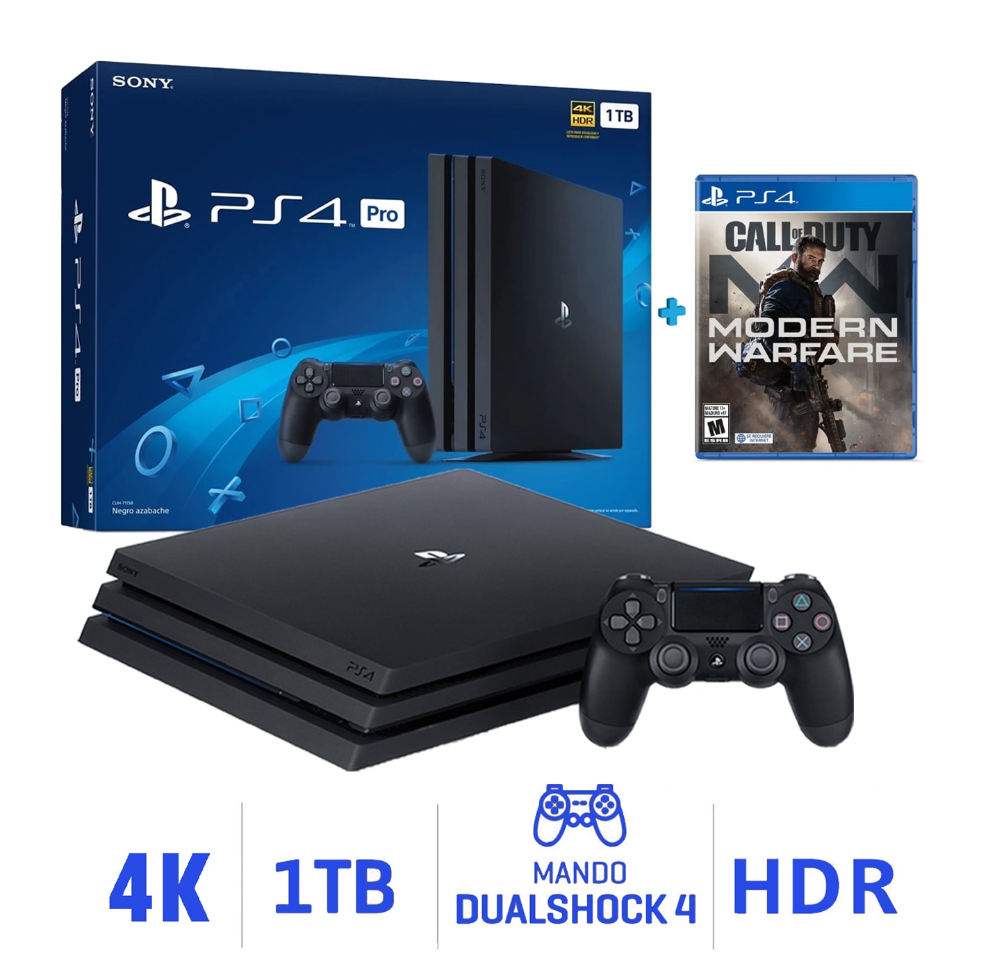 Consola PS4 Pro 1TB 4K HDR + Call Of Duty Modern Warfare MW | Boomers