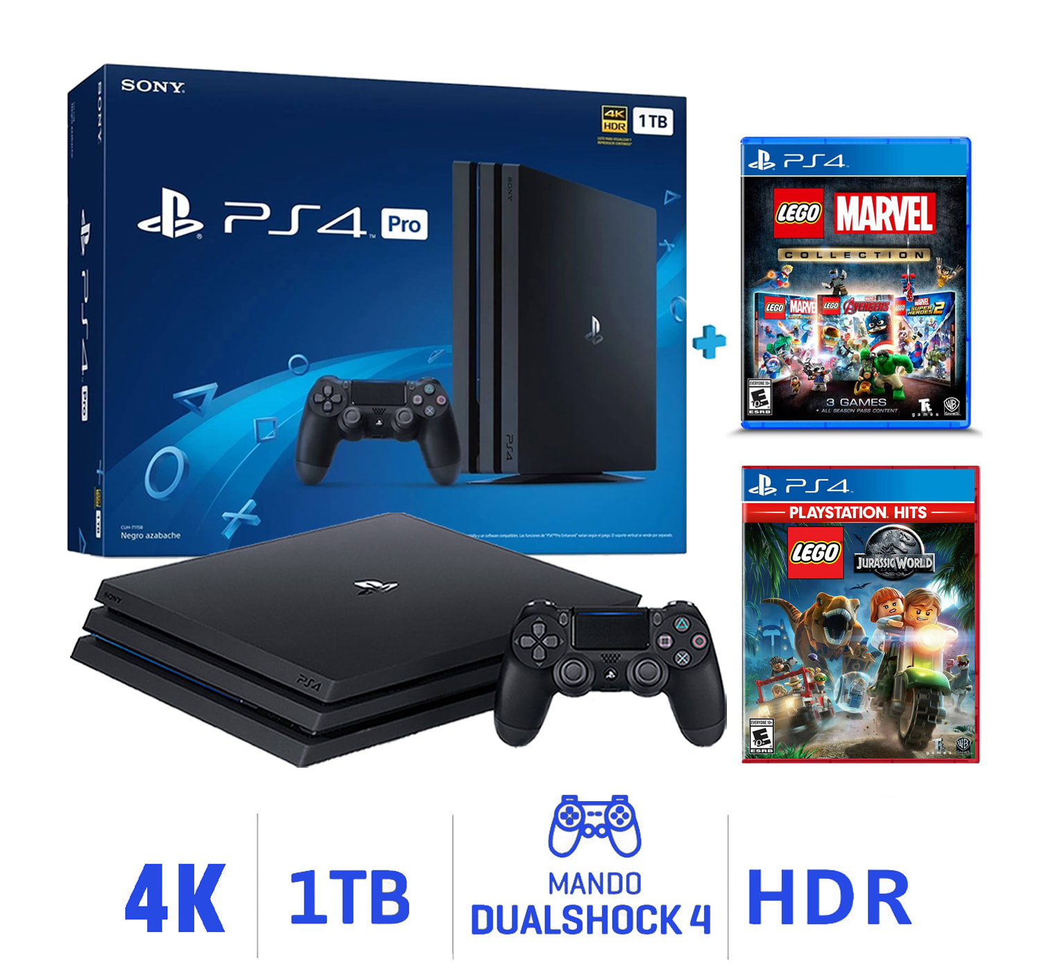 Consola PS4 Pro 4K 1TB + Lego Marvel Collection + Lego Jurassic World ...