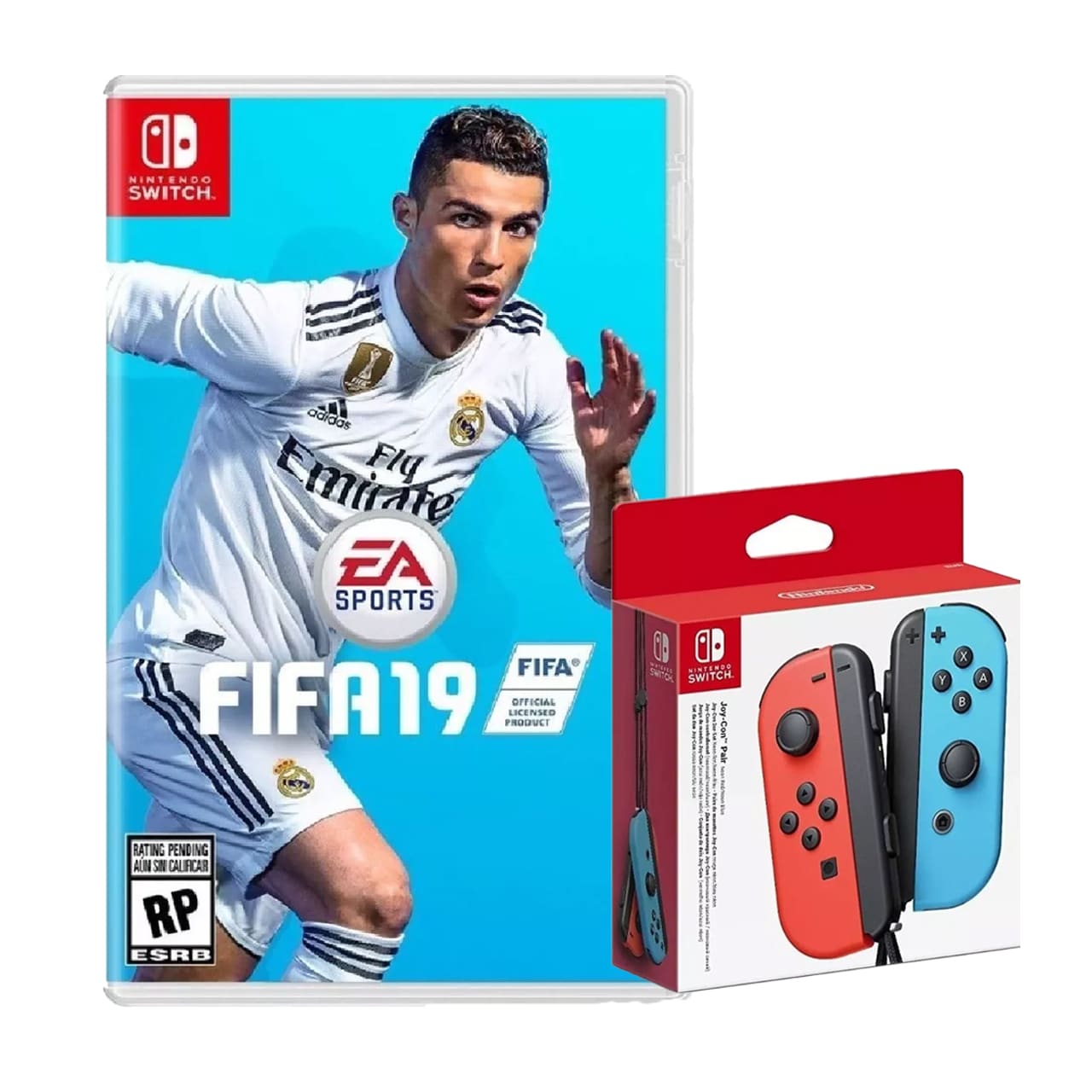 Mando Nintendo Switch Joy Con Neon Red & Blue + Fifa 19 | Boomers