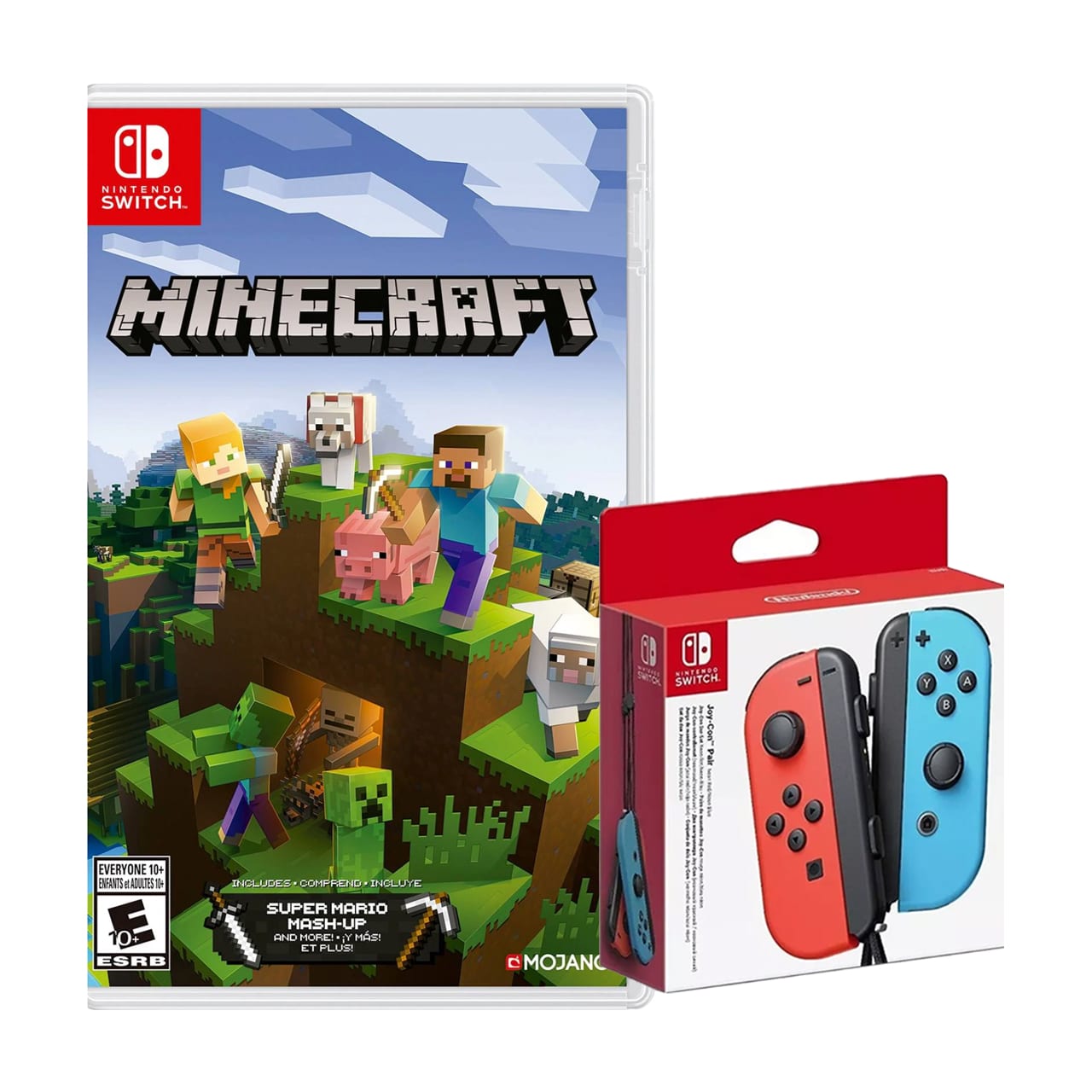 Mando Nintendo Switch Joy Con Neon Red & Blue + Minecraft | Boomers
