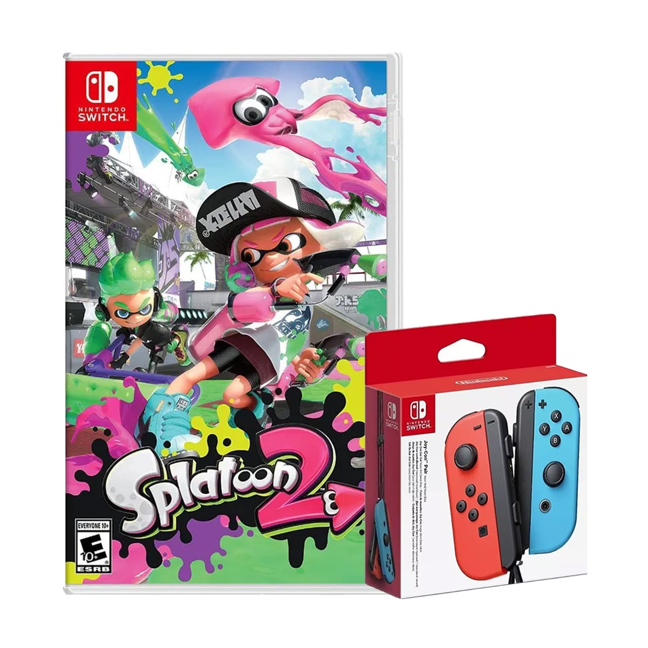 Mando Nintendo Switch Joy Con Neon Red & Blue + Splatoon 2 | Boomers