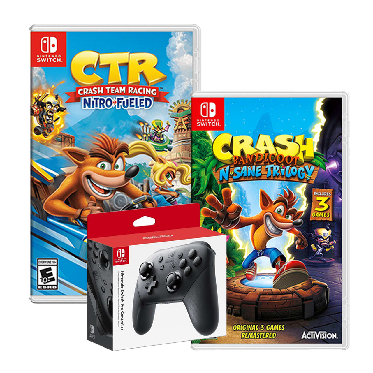 Mando Nintendo Switch Pro Controller + Crash Nitro + Crash Bandicoot ...