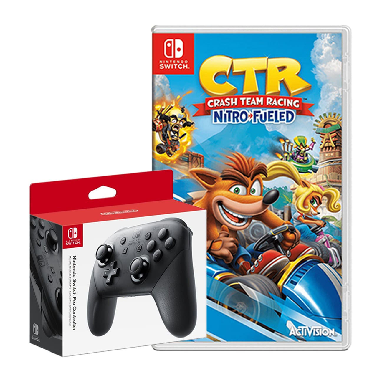 Mando Nintendo Switch Pro Controller + Crash Team Racing Nitro Fueled ...