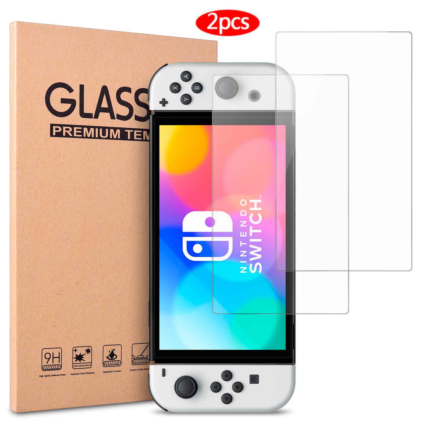 Pack 2 und Mica de Vidrio para Nintendo Switch OLED | Boomers