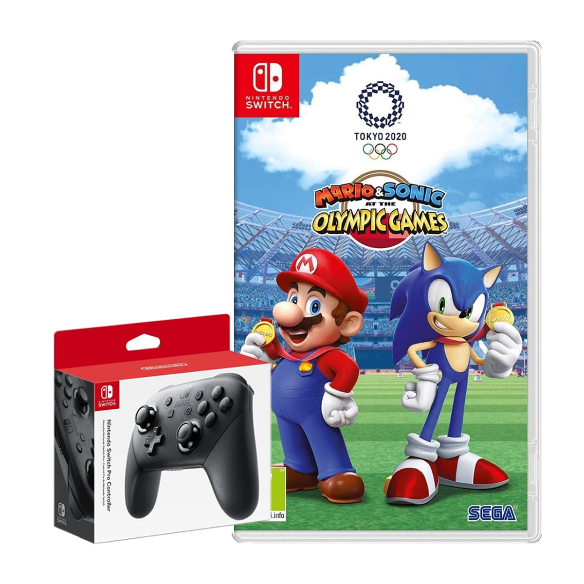 Mando Nintendo Switch Pro Controller + Mario & Sonic Olympic Games ...