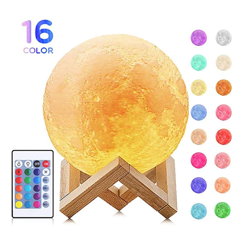 Lámpara Luna 3D 16 Colores con Control Remoto y Táctil 15cm | Boomers