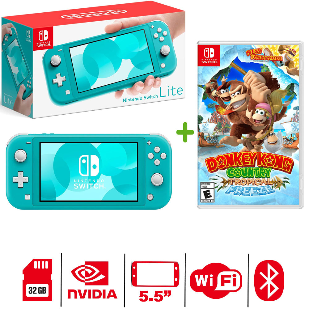 Consola Nintendo Switch Lite Turquesa + Donkey Kong Country Tropical ...