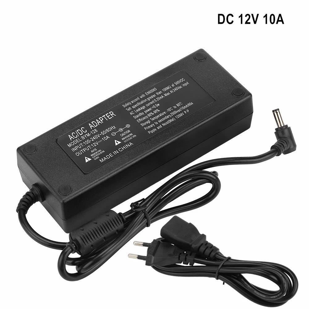 Fuente de poder, transformador 12v 10a c/cable | Fullcctv
