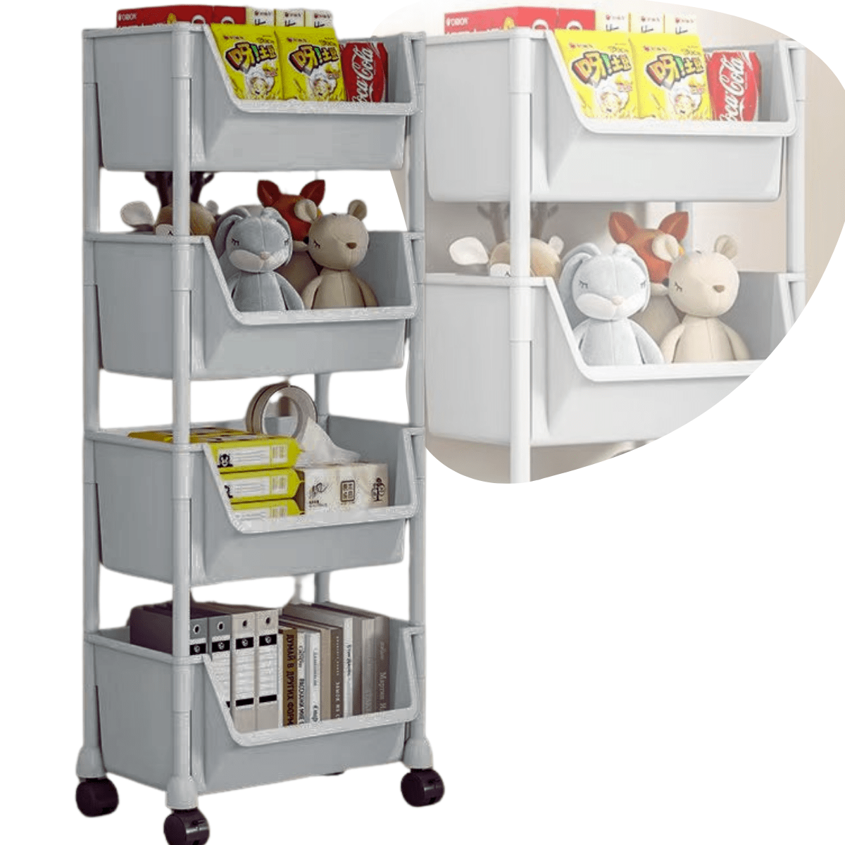 Estante Movil Con Rueda Almacenamiento Organizador 4 Pisos | Casaliving