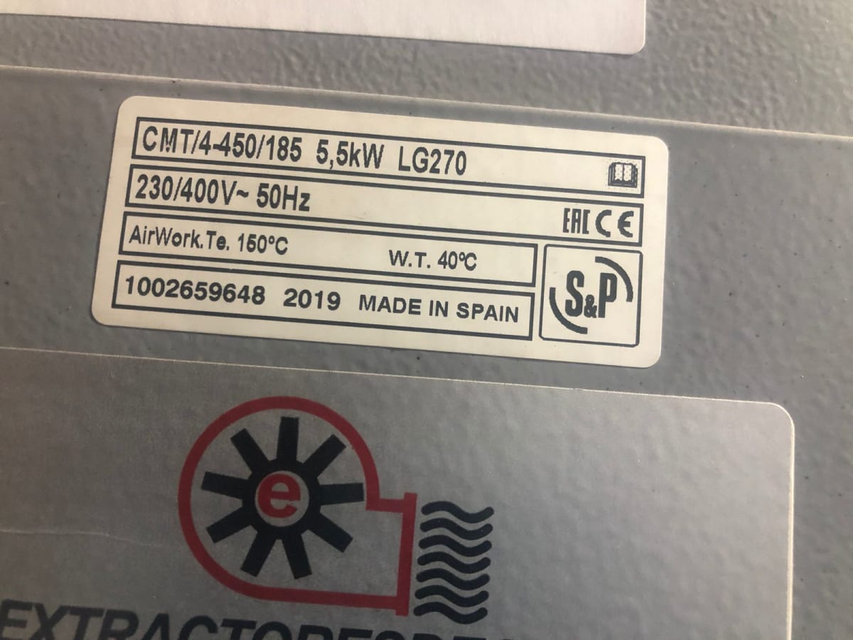 EXTRACTOR CENTRÍFUGO CMT/4-450/185 5,5KW | Extractores de aire