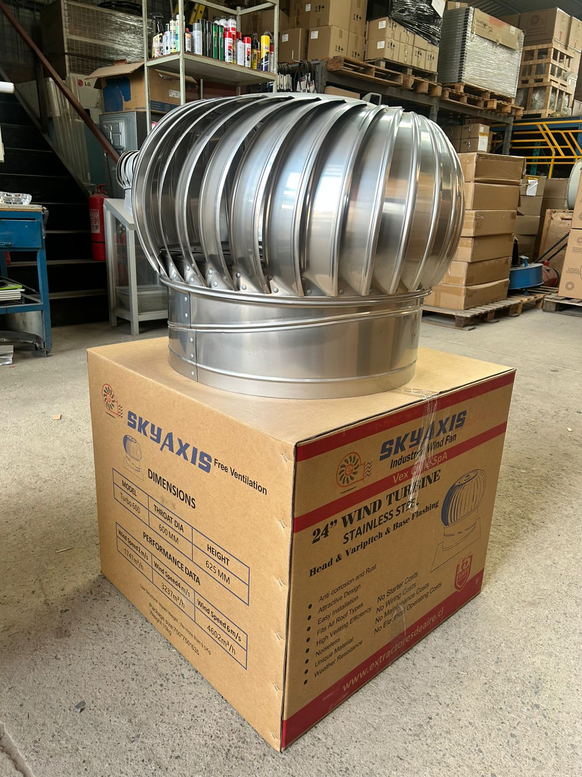 EXTRACTOR EÓLICO INDUSTRIAL 24'' - 600 MM ACERO INOXIDABLE ...