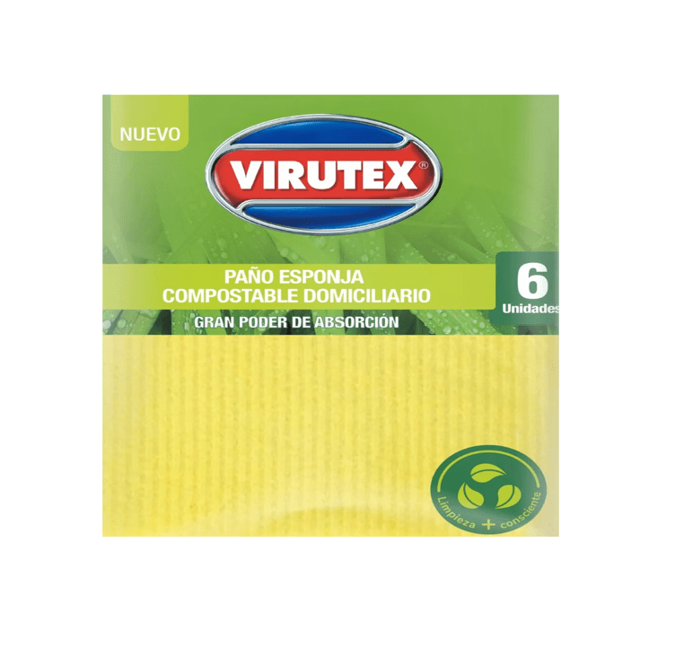 PAÑO ESPONGE COMPOSTABLE x 6 VIRUTEX | Puntopapel Express