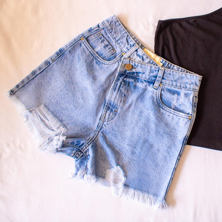 Short Jean cruzado celeste | Moshtienda