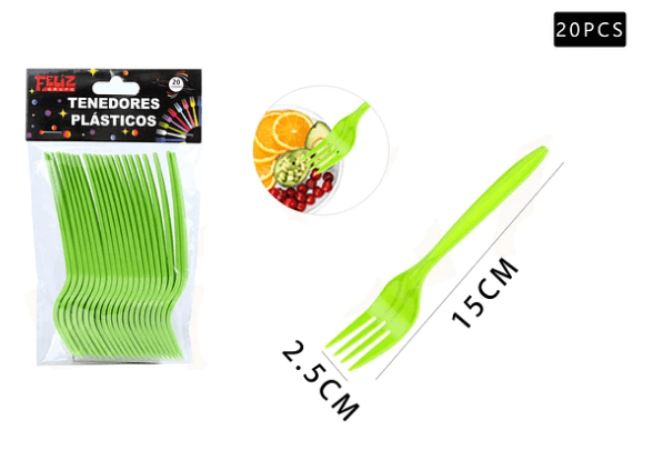 SET TENEDOR PLASTICO VERDE 20 PCS | woki