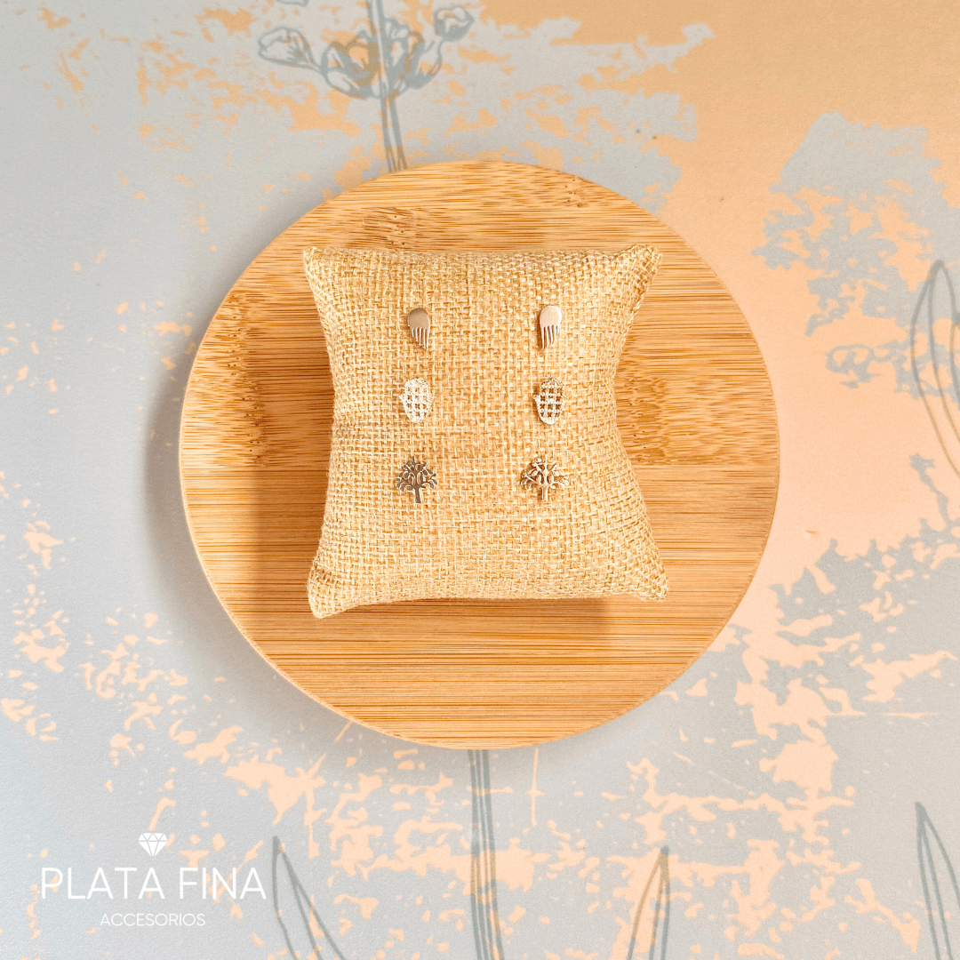 Set Plata Mini Aros Amuletos | Plata Fina