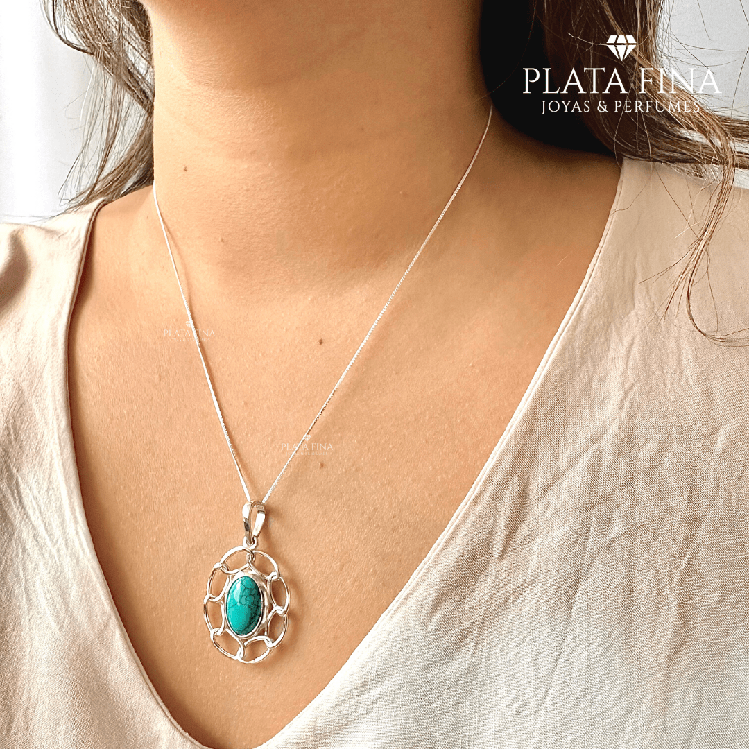 Conjunto Flor Piedra Turquesa | Plata Fina