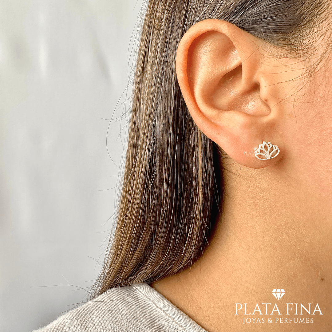 Aros Plata Mini Flor de Loto | Plata Fina