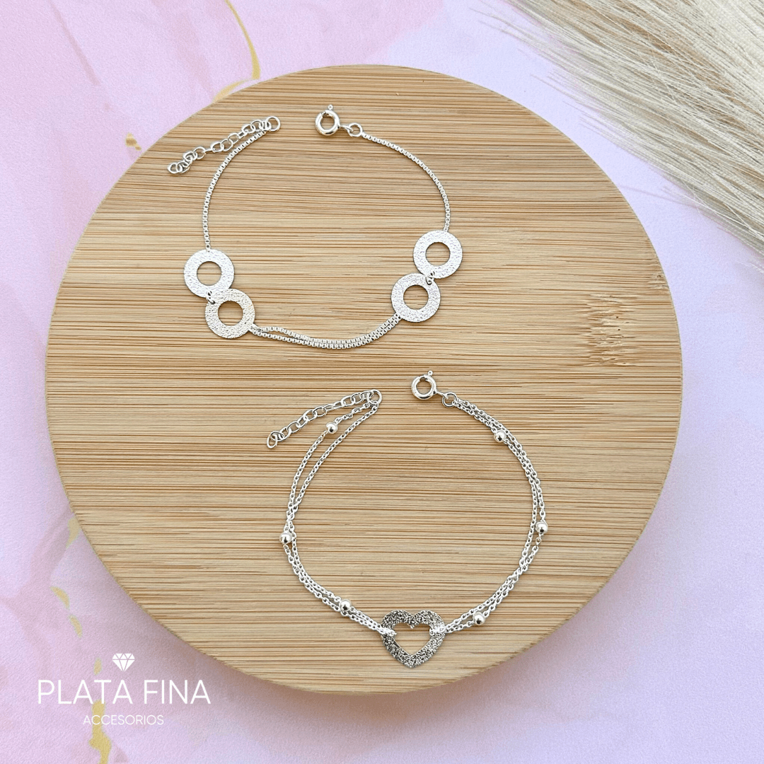 Set de Pulseras Satinadas | Plata Fina
