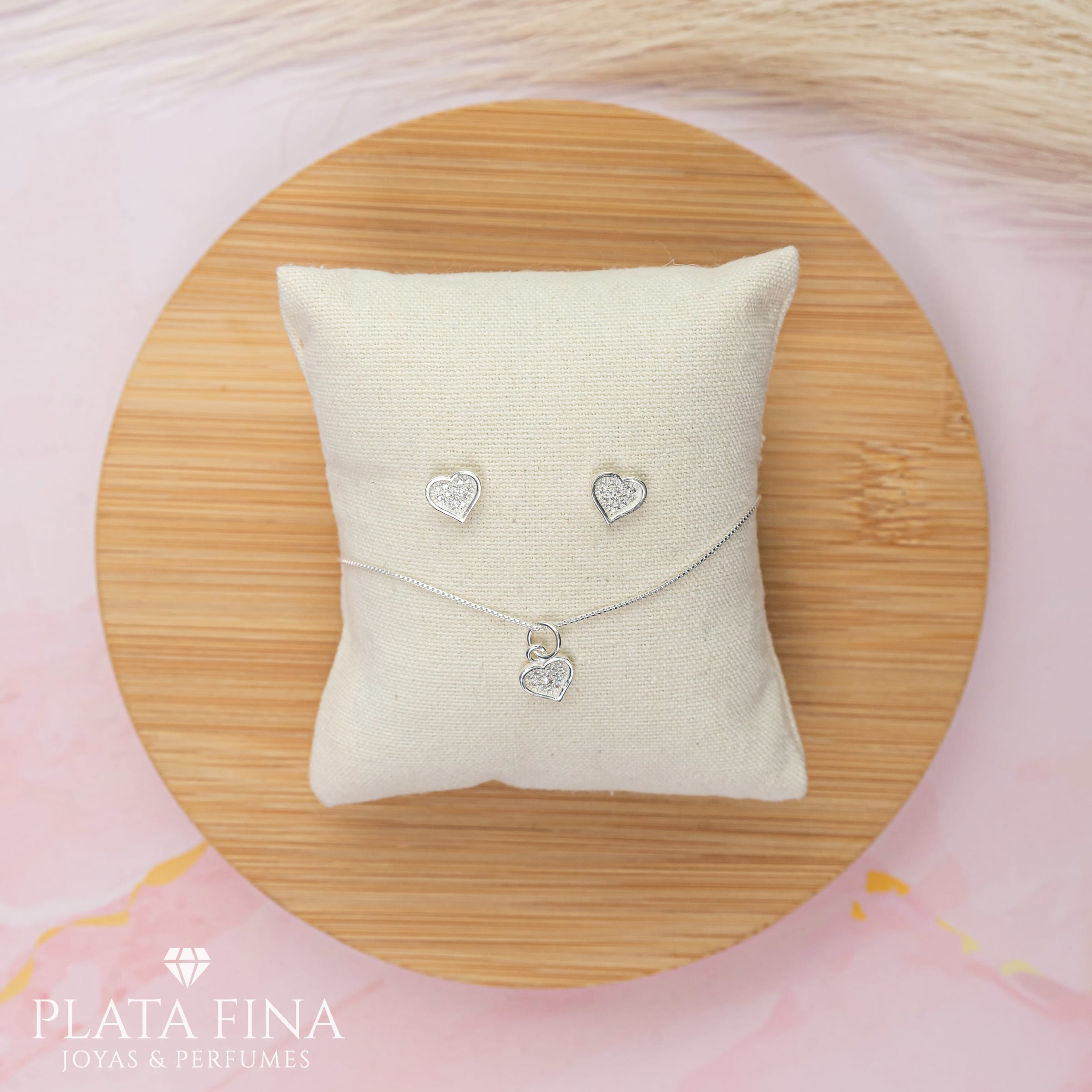 Conjunto Plata Mini Corazones | Plata Fina